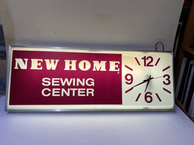 VINTAGE ELECTRIC ADVERTISING NEW HOME SIGNAGE AND CLOCK SIGN. | Sewing ...