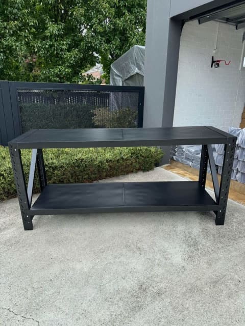 (New) 2m x 0.6m x 0.9m Metal Workbench for Garage/Warehouse - Black ...