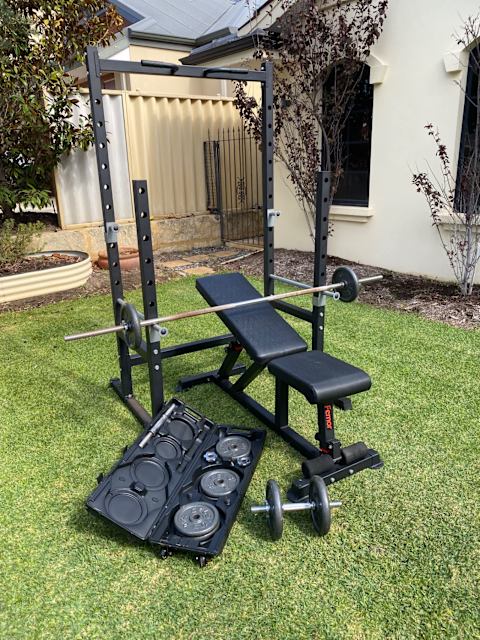 Personal Gym Jnr. Lifting Frame c/w Chin Up Grips, Bench & Weights ...