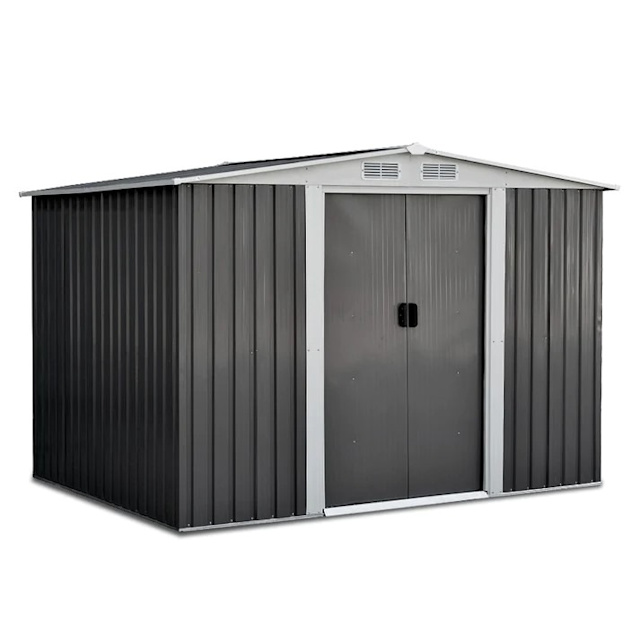 Steel Garden Shed 2.05x2.57m with Roof, Grey - Sheds & Storage in ...
