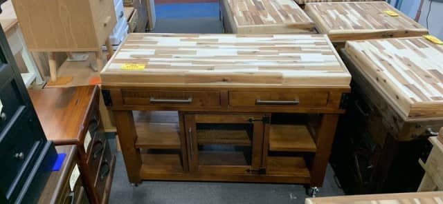 New Antiqua chopping block mobile kitchen island cutting board ...