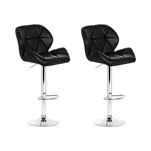 2x Bar Stools Gas Lift Padded Leather Black - Stools & Bar stools in ...