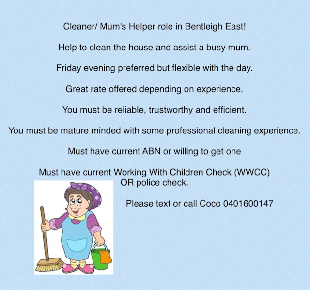 Cleaner/ mums helper | Cleaner & Housekeeper | Gumtree Australia Glen ...