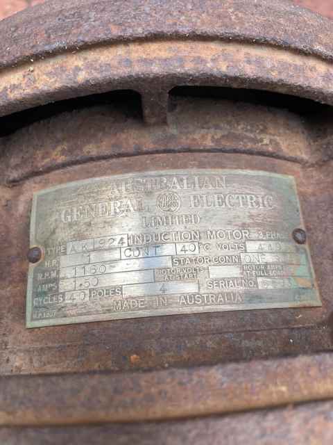 ANTIQUE AUSTRALIAN GENERAL ELECTRIC INDUCTION MOTOR - Collectables in ...