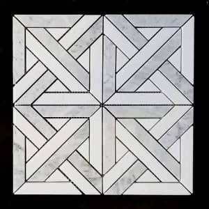 Heritage Parquet Thassos & Carrara Honed Marble Mosaic Tiles - Building ...
