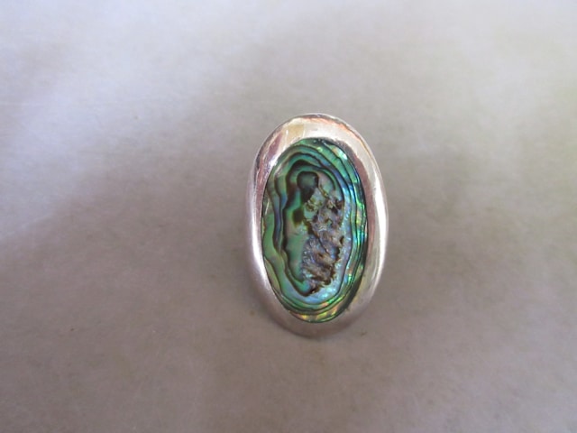 WOMENS CHUNKY STYLE 925 STERLING SILVER GREEN PAUA SHELL RING - Women's ...