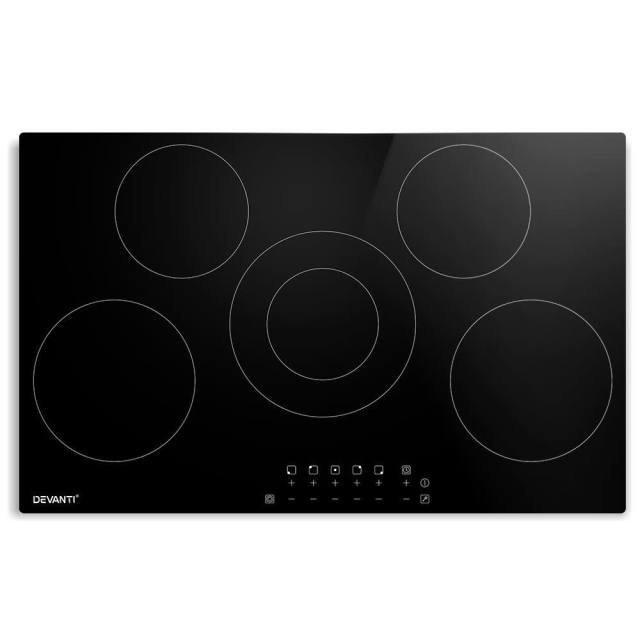 Devanti 90cm Ceramic Cooktop Electric Cook Top 5 Burner Stove Hob Touc ...