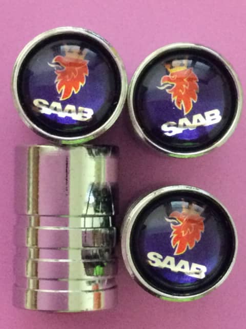 4 Pcs Set Valve Cap With SAAB Logo Air Valve Caps Colour Silver No-1 ...