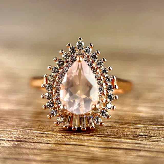 Natural Rose Quartz Ring Rose Gold Plated Silver 925 - Women's ...