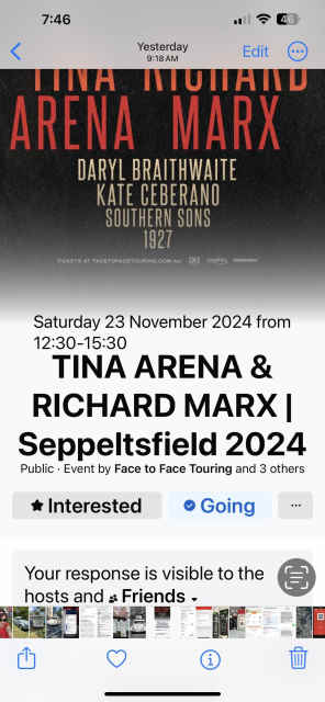 Richard Marx Tina Arena concert tickets - Concerts in Sheidow Park SA ...
