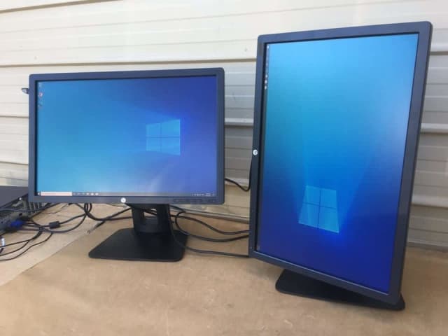 HP Desktop i5 6TH Gen with two HP E221 Monitors KeyBoard Mouse Super ...