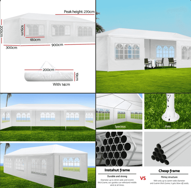 3x9 Outdoor Marquee Gazebos Wedding Party Camping Tent * Cranbourne ...