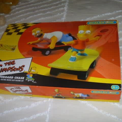 vintage the simpsons skateboard chase scalextric slot racing set 2002 ...