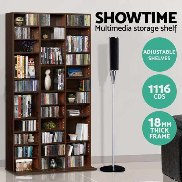 Bookshelf Display Shelves CD DVD Storage Rack Stand Bookcase Brown WA ...