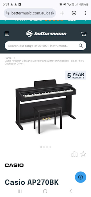 Casio Digital Piano AP270BK ( bench included for free) - Keyboards ...