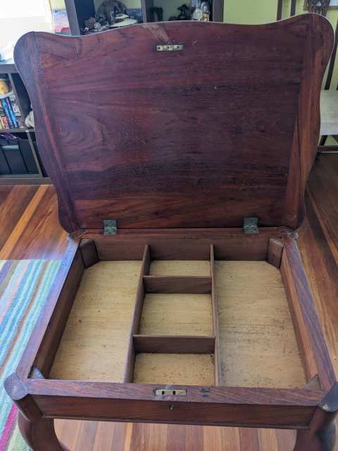 Sewing? Occasional? table, polished hardwood, vintage/antique ...