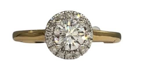 Solid 18ct Yellow Gold Diamond Halo Ring - Women's Jewellery in ...