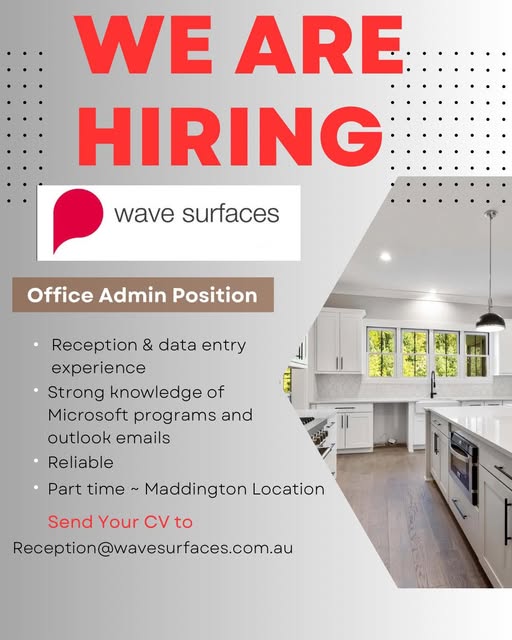 Office Admin/Receptionist(MADDINGTON)(Wave Surfaces) | Receptionist | Gumtree Australia Gosnells ...