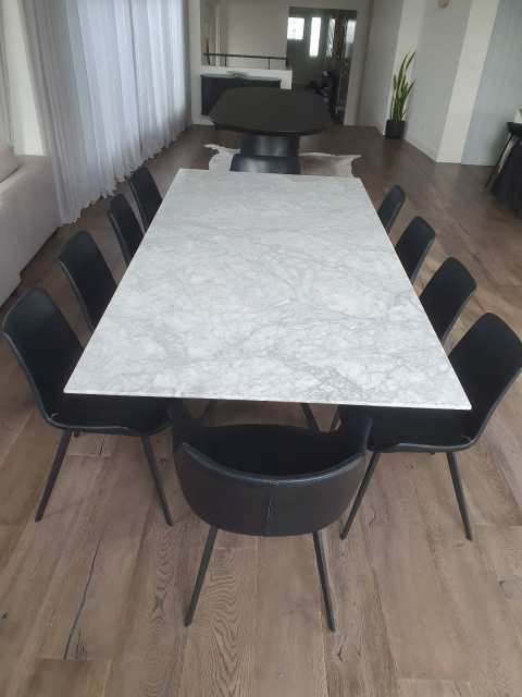 Adriatic Marble Dining table 2.4m x 1.2m + 10 Leather Dining chairs ...