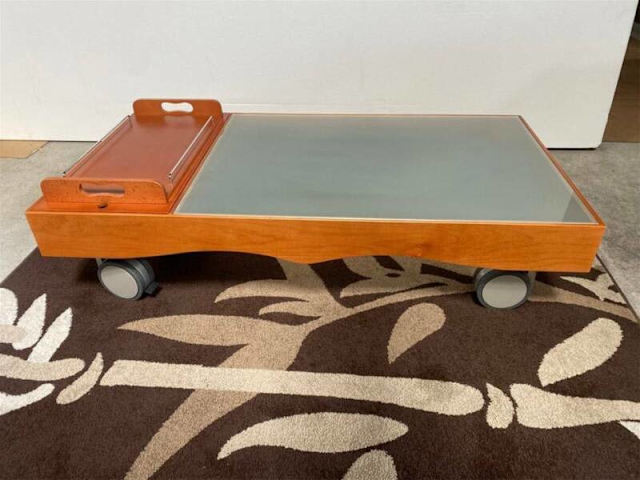 Made in Italy Cherrywood finish Coffee Table with Serving Tray and Whe ...