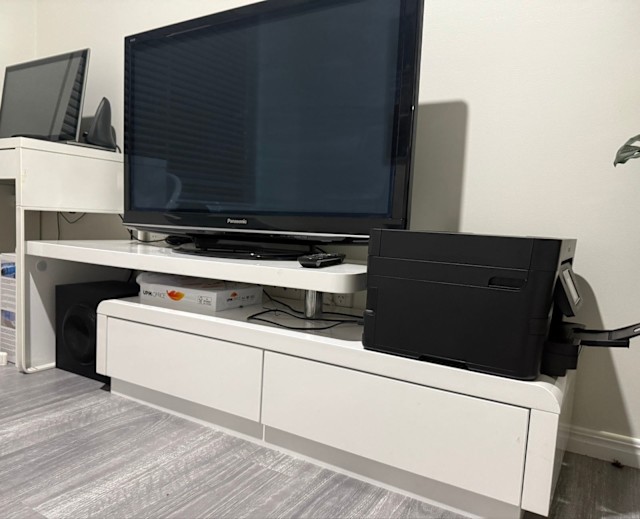 White Glossy TV unit $120 with Free Panasonic Plasma TV 42 ...