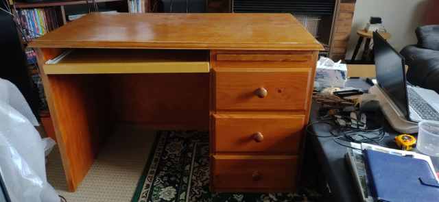 Computer desk vanished timber yellow color | Desks | Gumtree Australia ...