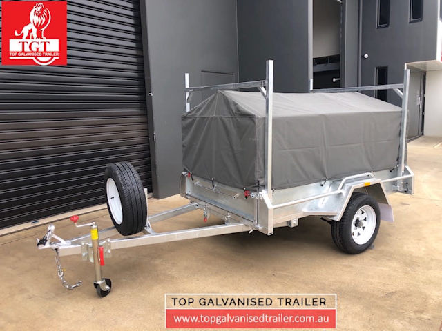 7x4 Single Axle Galvanised Box Trailer 600mm Cage, Cover, Ladder Racks ...
