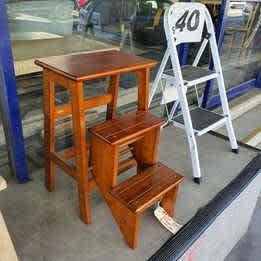 New Abby timber step stool antique oak retro kitchen folding steps ...