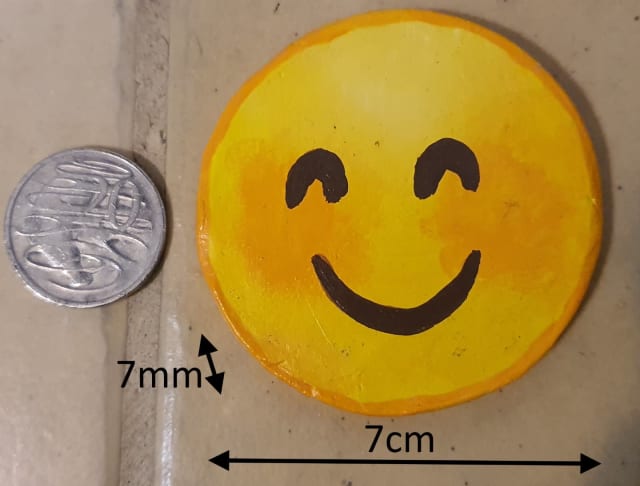 Unique 7cm Hand Painted Round Smiley Face Wood plaque, Carlton pickup ...