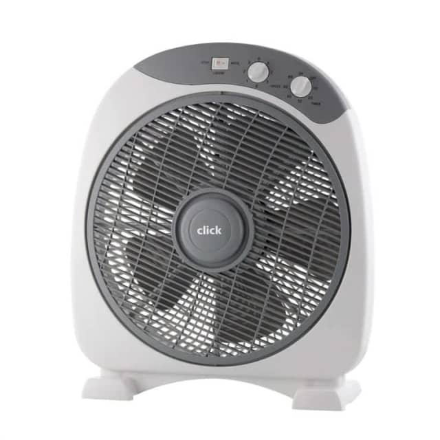 Click 30cm Box Fan With Timer 5 Blades 3 Speed 360 Rotating Grill ...