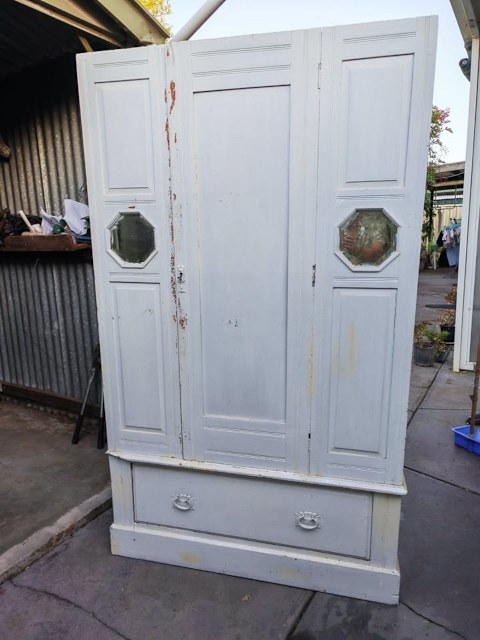 Antique Wardrobe with Octagonal Mirrored Glass Panels Only $27 ...