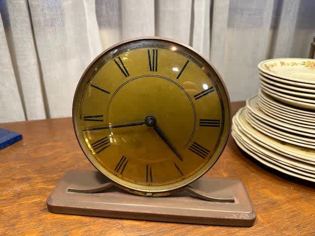 Antique Vintage Art Deco Brass Wind Up 8 Day Desk Mantle Bedside Clock ...