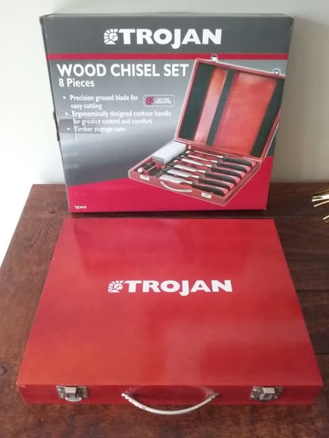 BRAND NEW - Trojan 8 Piece Wood Chisel Set in Timber Storage Case ...