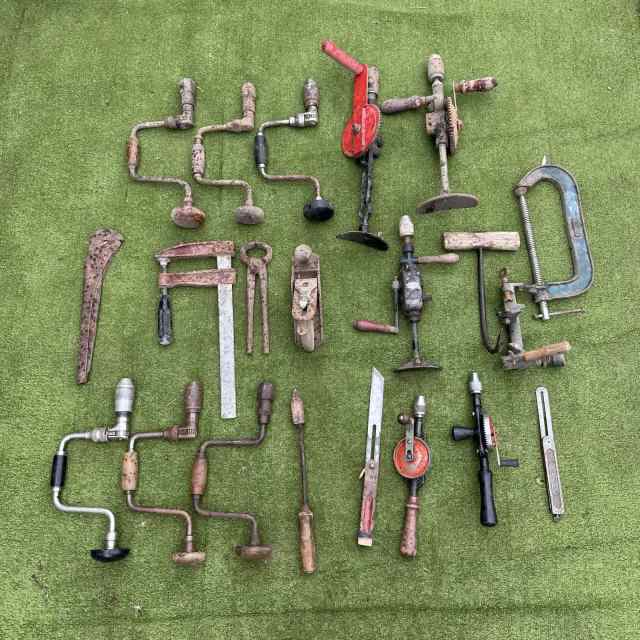 Vintage Hand Tools Collection Drills Clamps Saws Planes Antique Tool ...