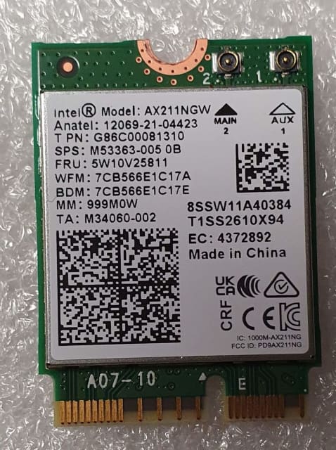 Intel WiFi 6E AX211NGW 3 Band 2.4G 5G 6Ghz Wireless Bluetooth Card ...