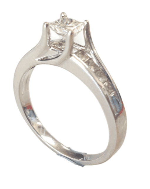 WOMENS 14K WHITE GOLD DIAMOND RING, COMES WITH VAL, SIZE Q | Women's ...