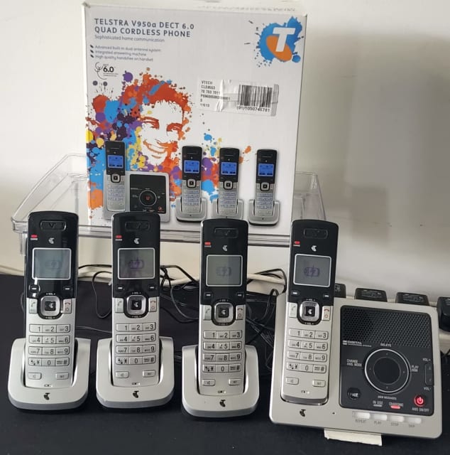 4 MULTI SET CORDLESS TELSTRA TELEPHONES WITH DIGITAL ANSWERING MACHINE ...
