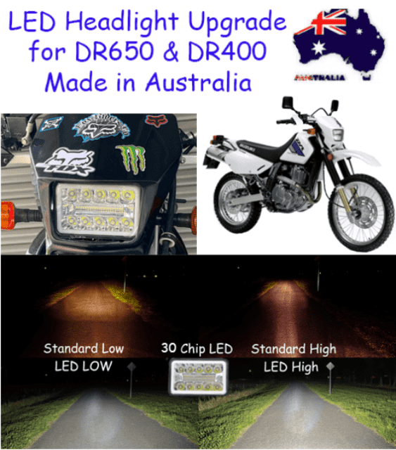 DR400 & DR650 Osram SMD 30 LED Rectangular Headlight - 12 mths wty ...