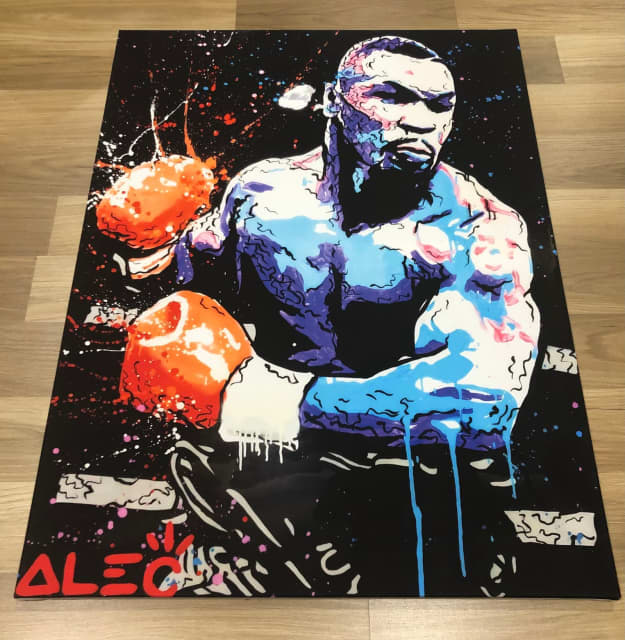 Large Mike Tyson Framed Boxing Canvas Memorabilia Brand New