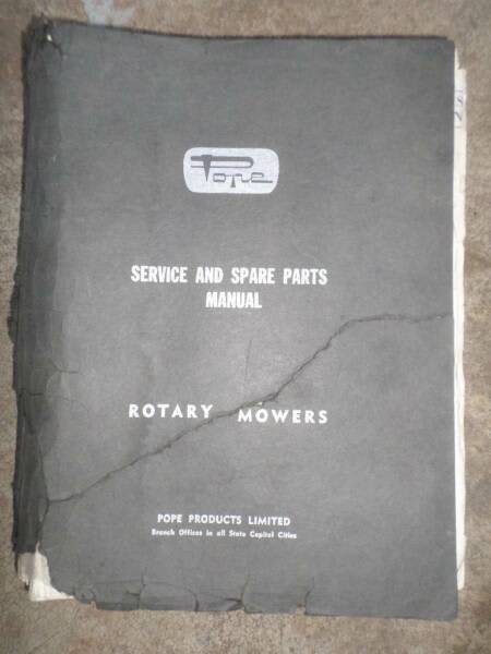 RARE VINTAGE POPE ROTARY LAWN MOWER SERVICE AND SPARE PARTS MANUAL ...