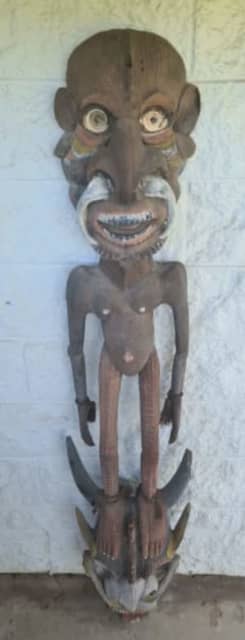 1.5m PNG Papua New Guinea Sepik Aboriginal Hook Carving Toea Shell ...