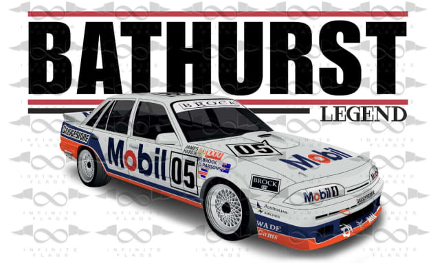 1987 Peter Brock David Parsons 05 Bathurst Holden VL Commodore flag ...