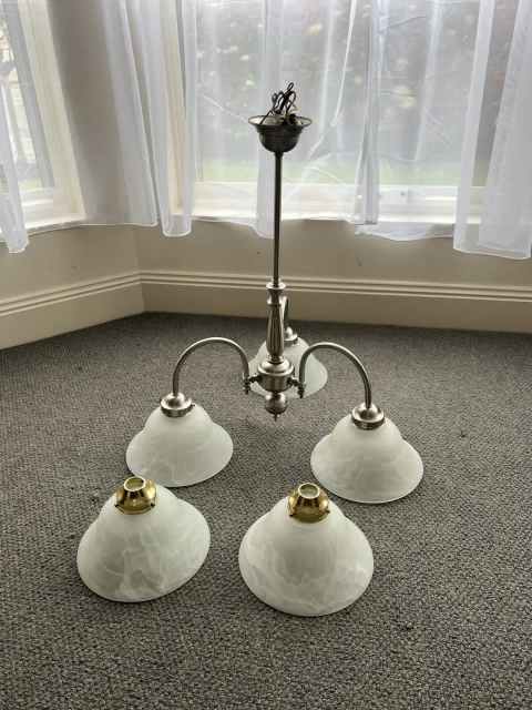 Glass Pendant Light Fitting and 2 x Glass Batten Fix Shades - Ceiling ...