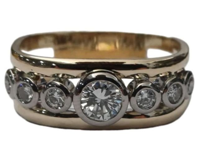 18ct Yellow And White Gold Unisex Diamond Ring Size Y (028000183633 ...