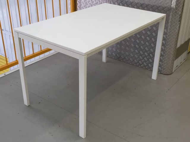 Dining Table solid top with metal legs & side rails | Dining Tables ...
