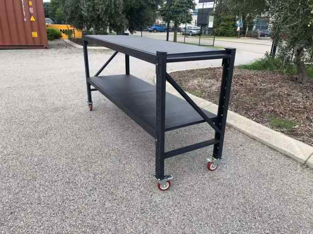 MOBILE STEEL WORK BENCH 2M X 0.6M X 1M FLAT PACK - Tool Storage ...