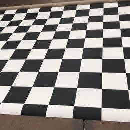 New black and white vinyl square tile look Sheet flooring by the metre ...