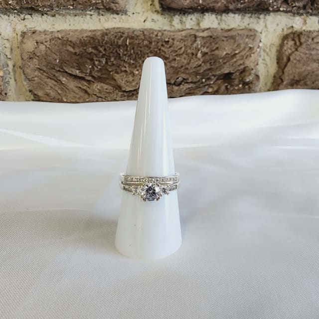 Sterling Silver Cubic Zirconia Bridal Ring Set HL5840 - Women's ...