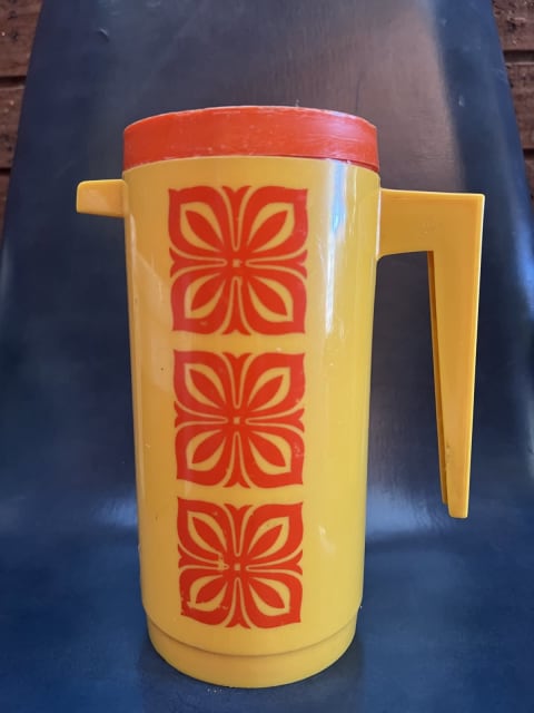 Vintage Shannon Designs 70’s orange yellow abstract floral juice jug ...