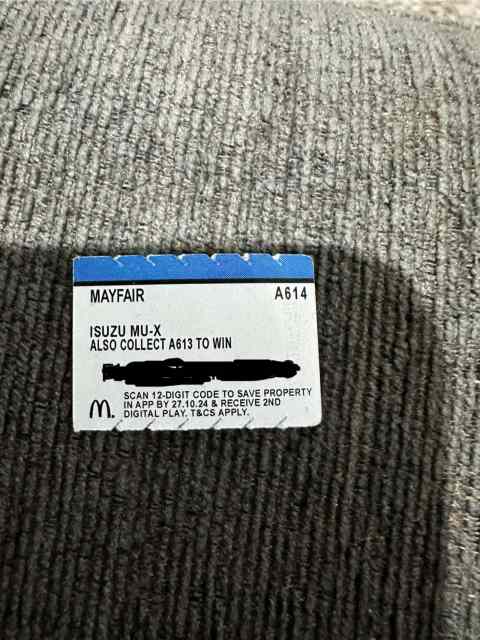McDonalds Monopoly Mayfair ticket token card Isuzu MUX - Board Games in ...